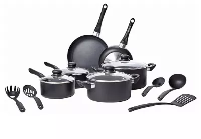 Amazon Basics 15-Piece Black Non-stick Cookware Set