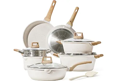 Carote 12-Piece White Granite Nonstick Cookware Set