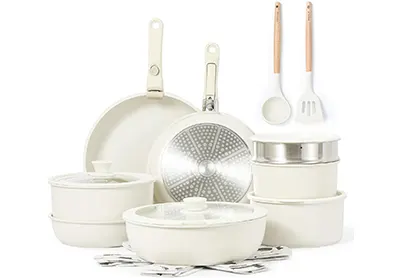 Carote Cream White 21-Piece Nonstick Granite Cookware Set
