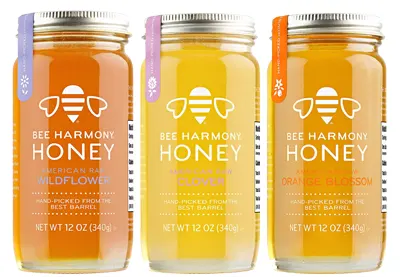 Bee Harmony American Raw Honey Variety Pack (340g X 3 Pack)