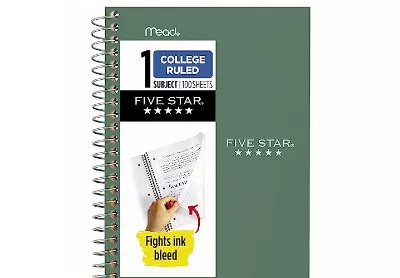 Five Star College Ruled Personal Spiral Notebook 100-sheet