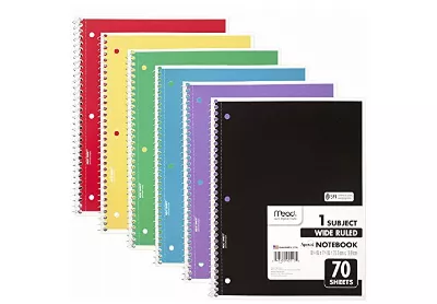 Mead 1-Subject Wide Ruled Spiral Notebook 6-Pack