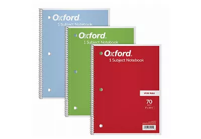Oxford 1-Subject Wide Ruled Spiral Notebooks 3-pack