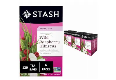 Stash Tea Wild Raspberry Hibiscus Herbal Tea Bags (20 X 6 Pack)